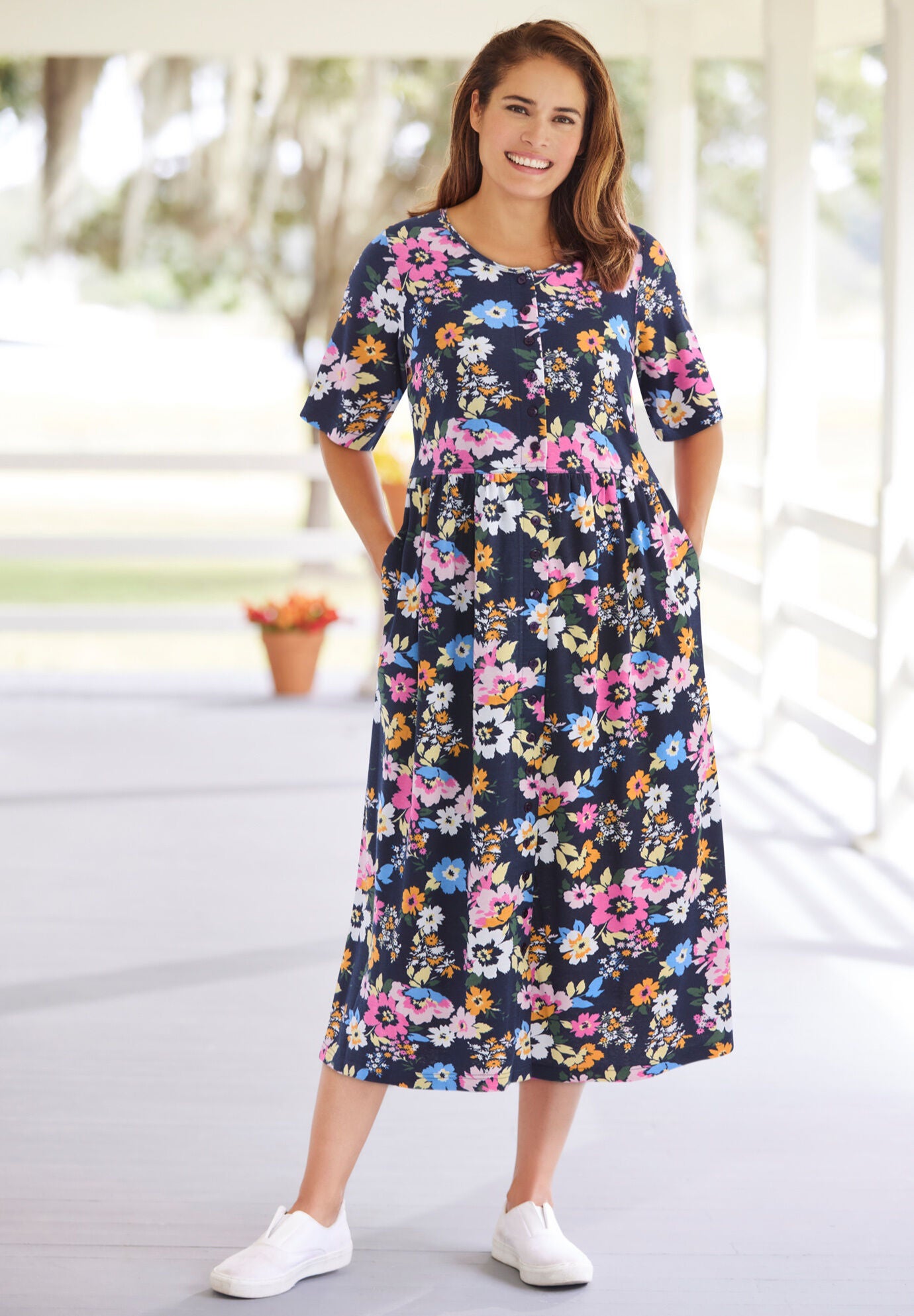 Button-Front Essential Dress | OneStopPlus
