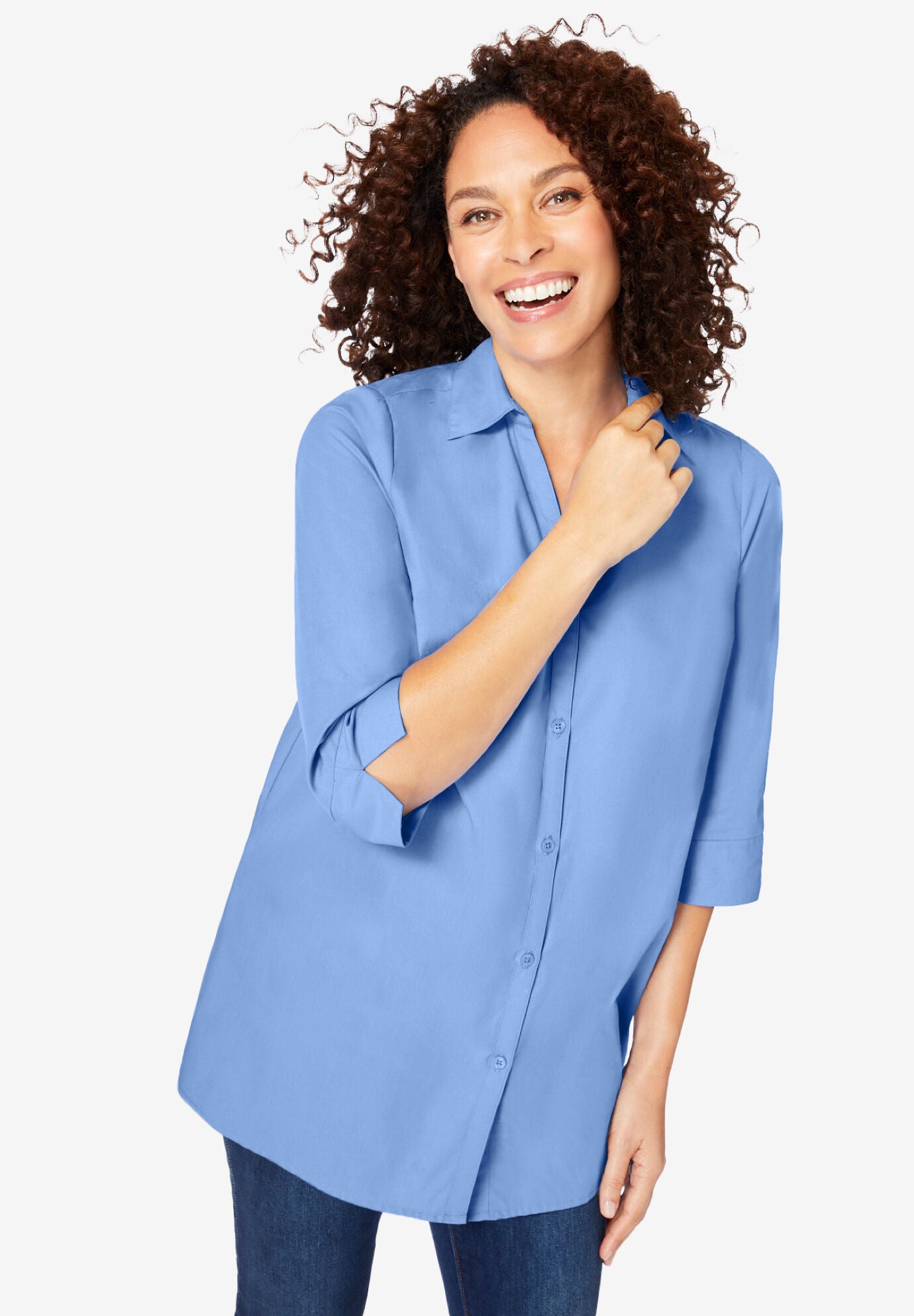 Perfect Three-Quarter Sleeve Back Pleat Shirt | OneStopPlus