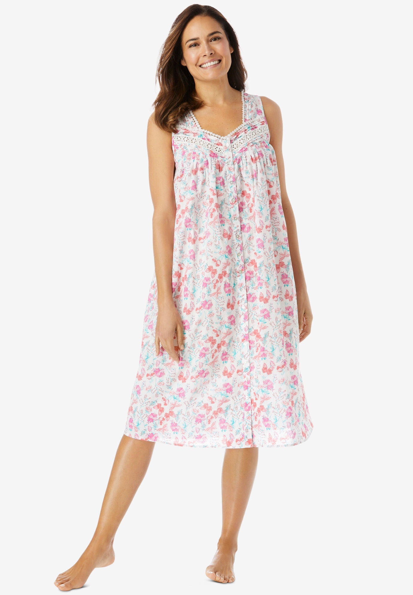 Sleeveless Button Front Night Gown | OneStopPlus