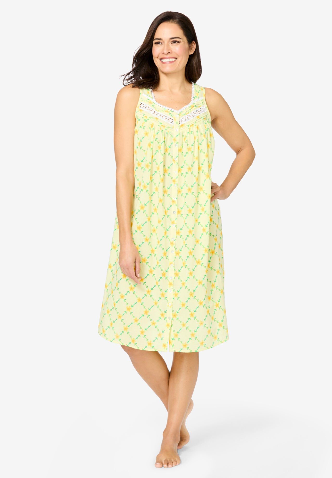 Sleeveless Button Front Night Gown | OneStopPlus