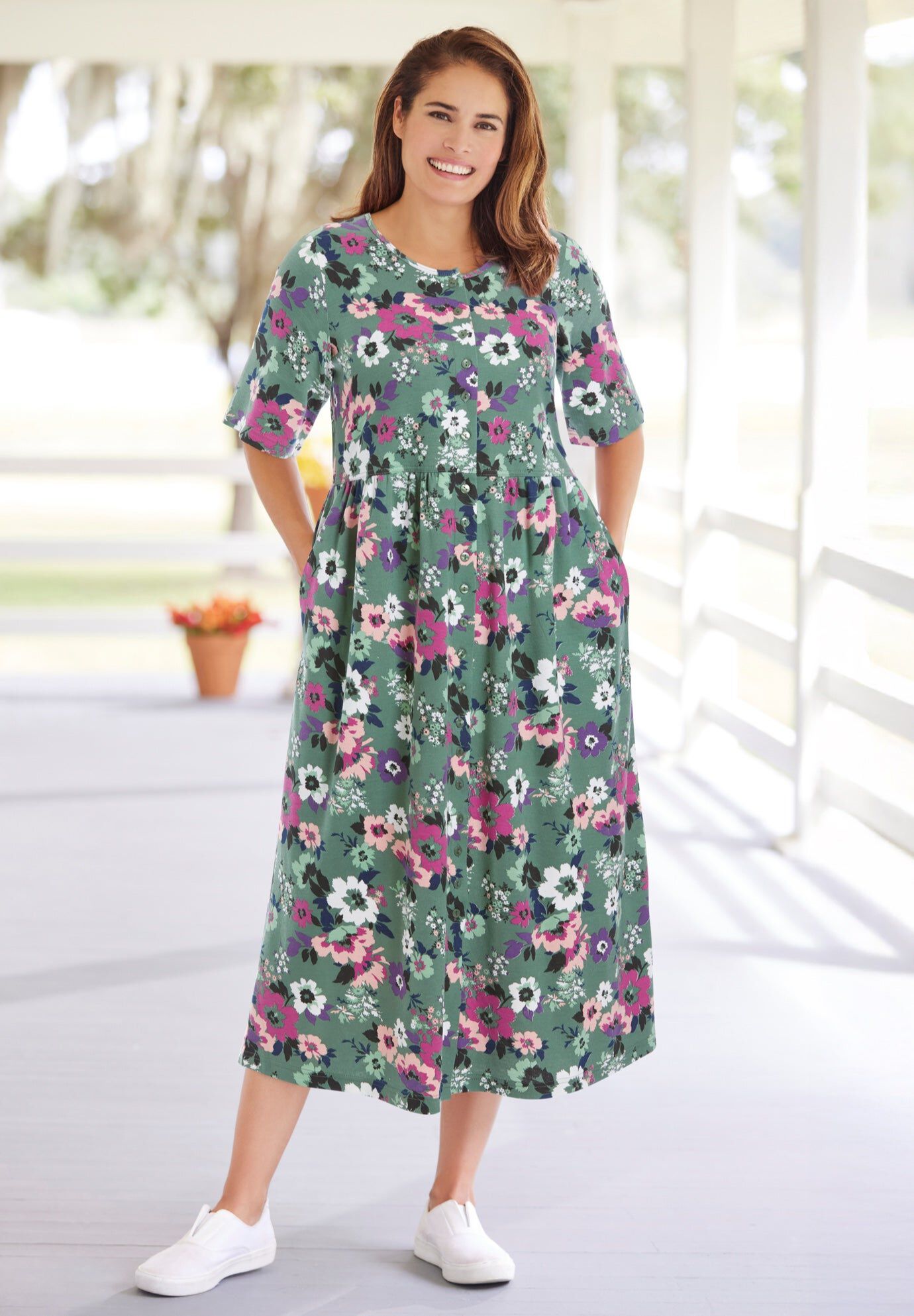 Button-Front Essential Dress | OneStopPlus