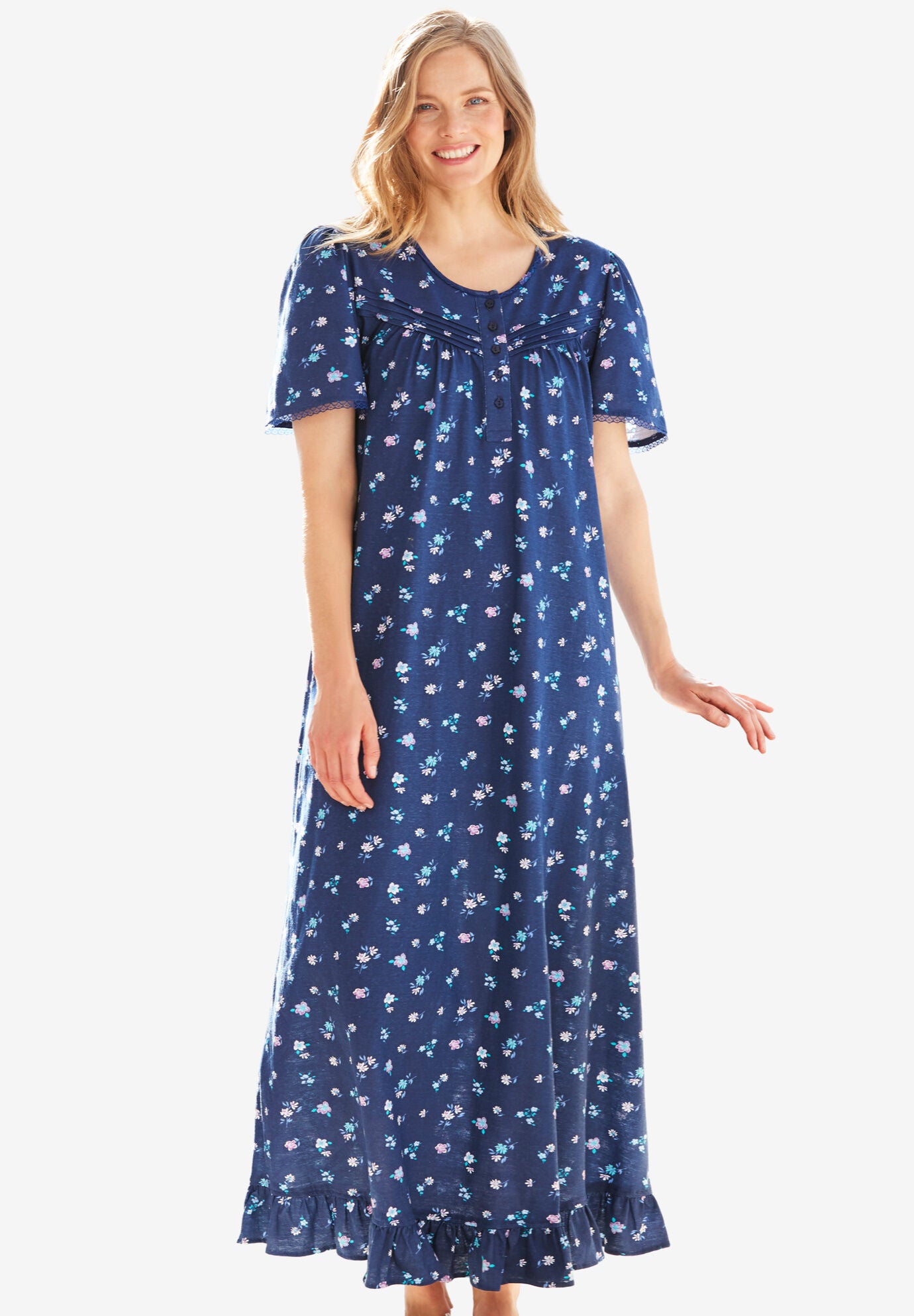 Long Floral Print Cotton Gown | OneStopPlus