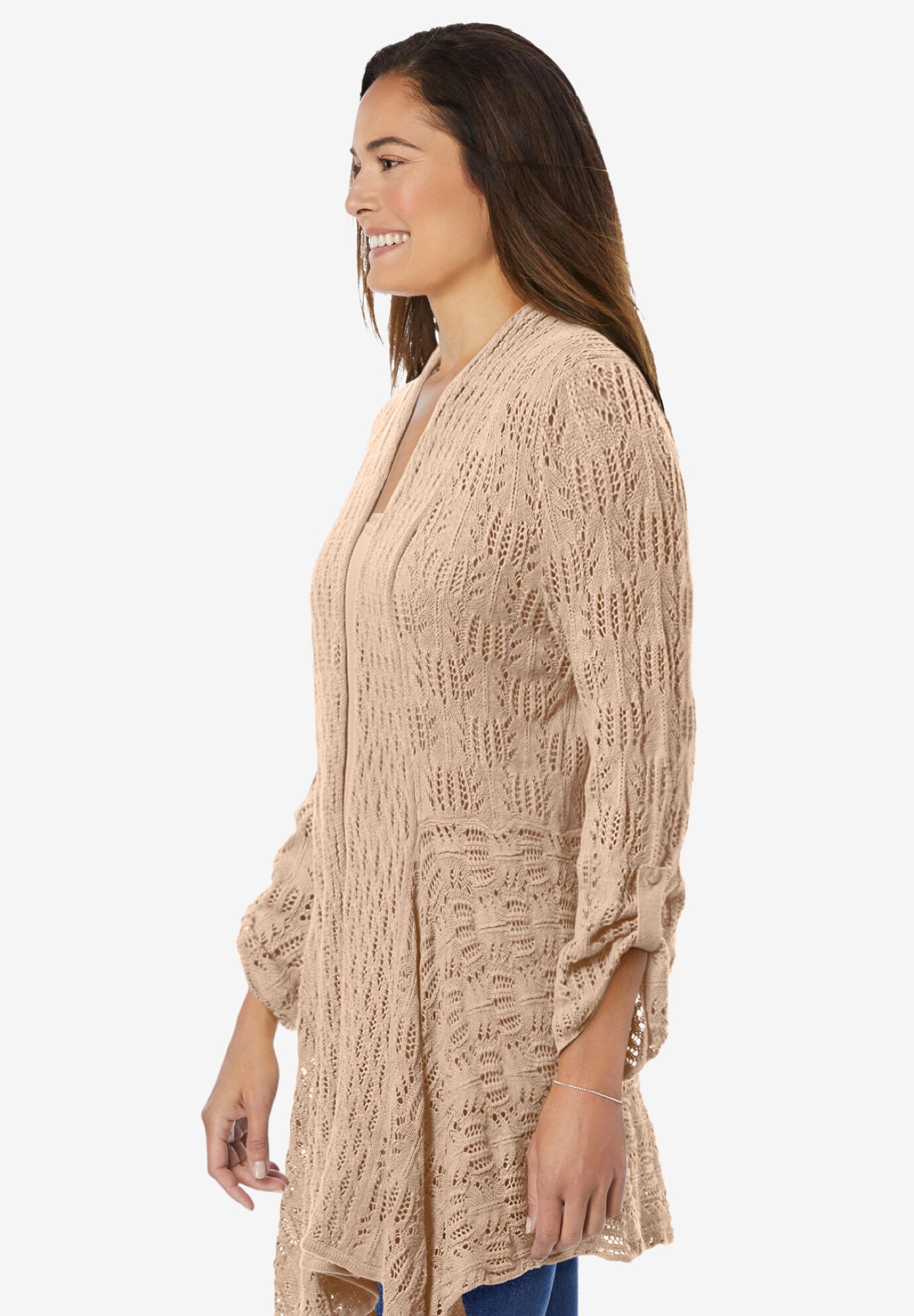 Open Front Pointelle Cardigan | OneStopPlus