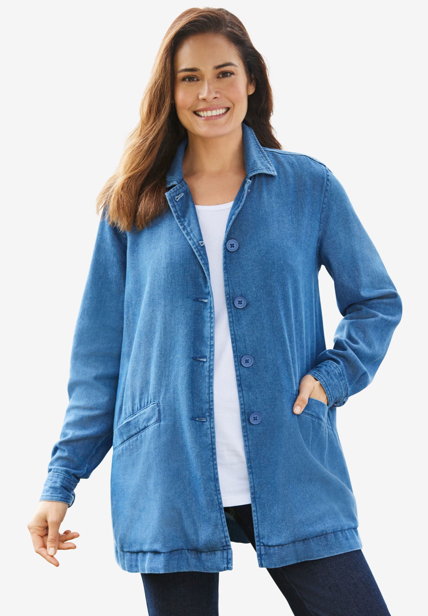 Pleat-Back Denim Jacket | OneStopPlus