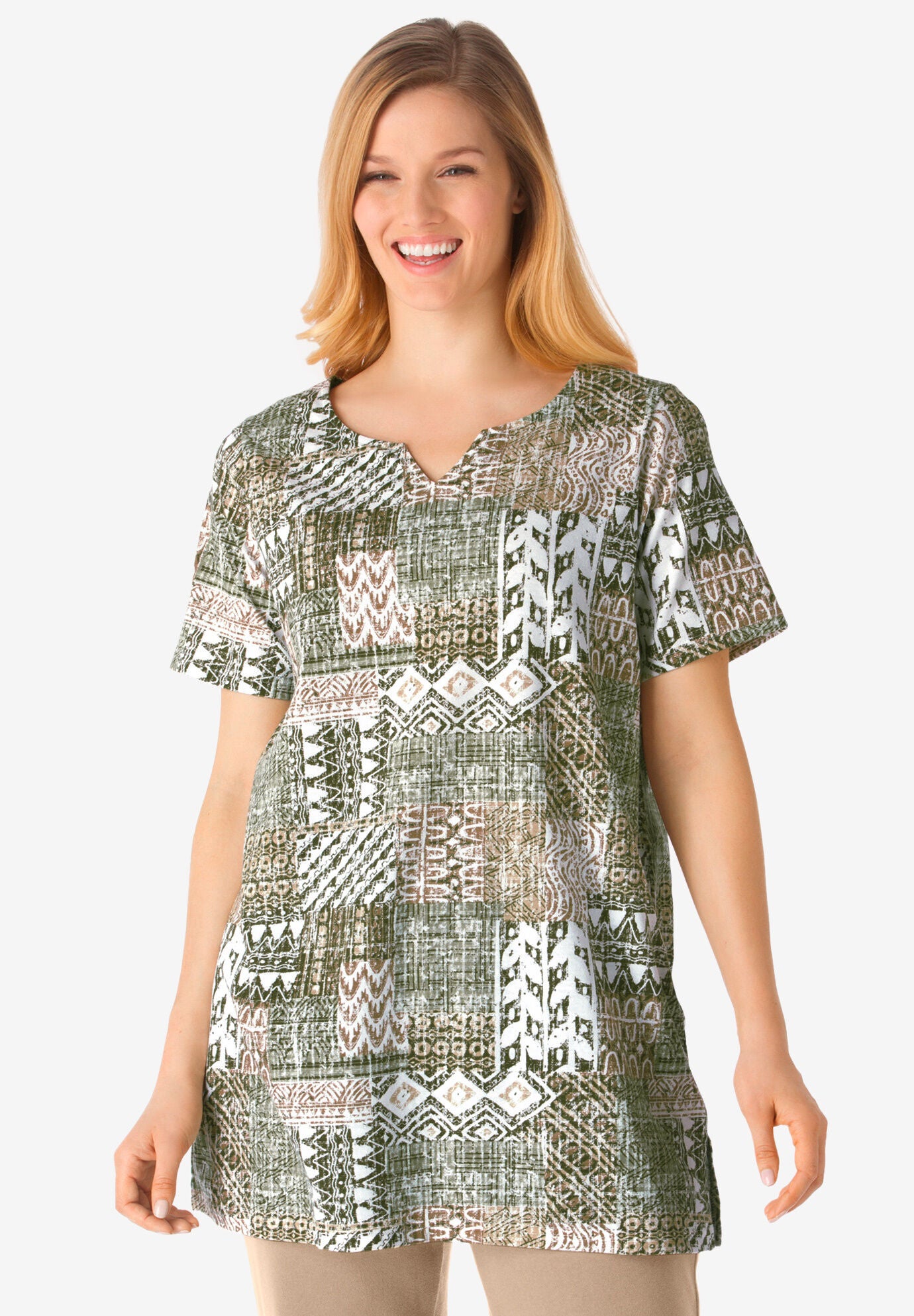 7-Day Print Patchwork Knit Tunic | OneStopPlus