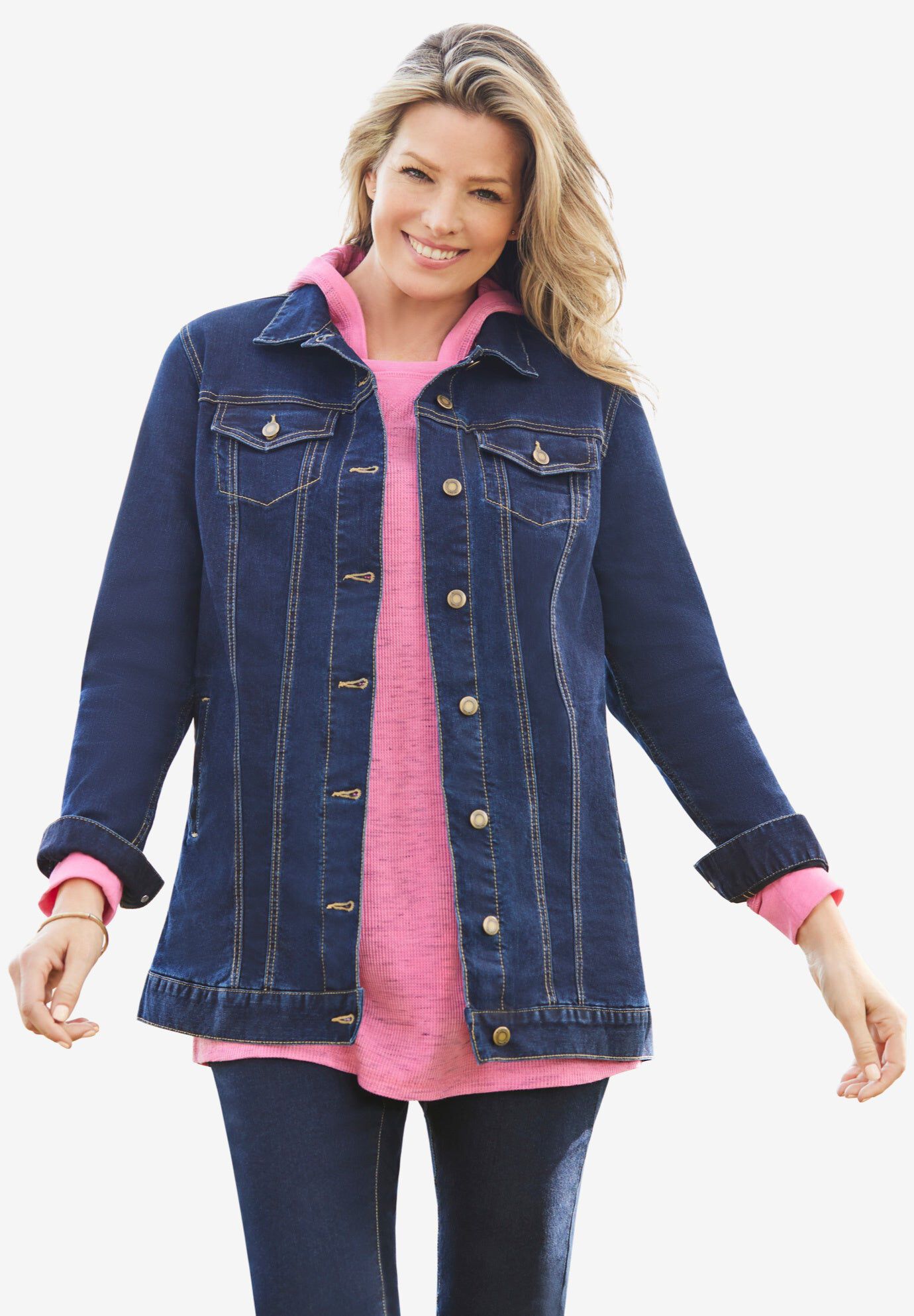 Long Stretch Denim Jacket | OneStopPlus