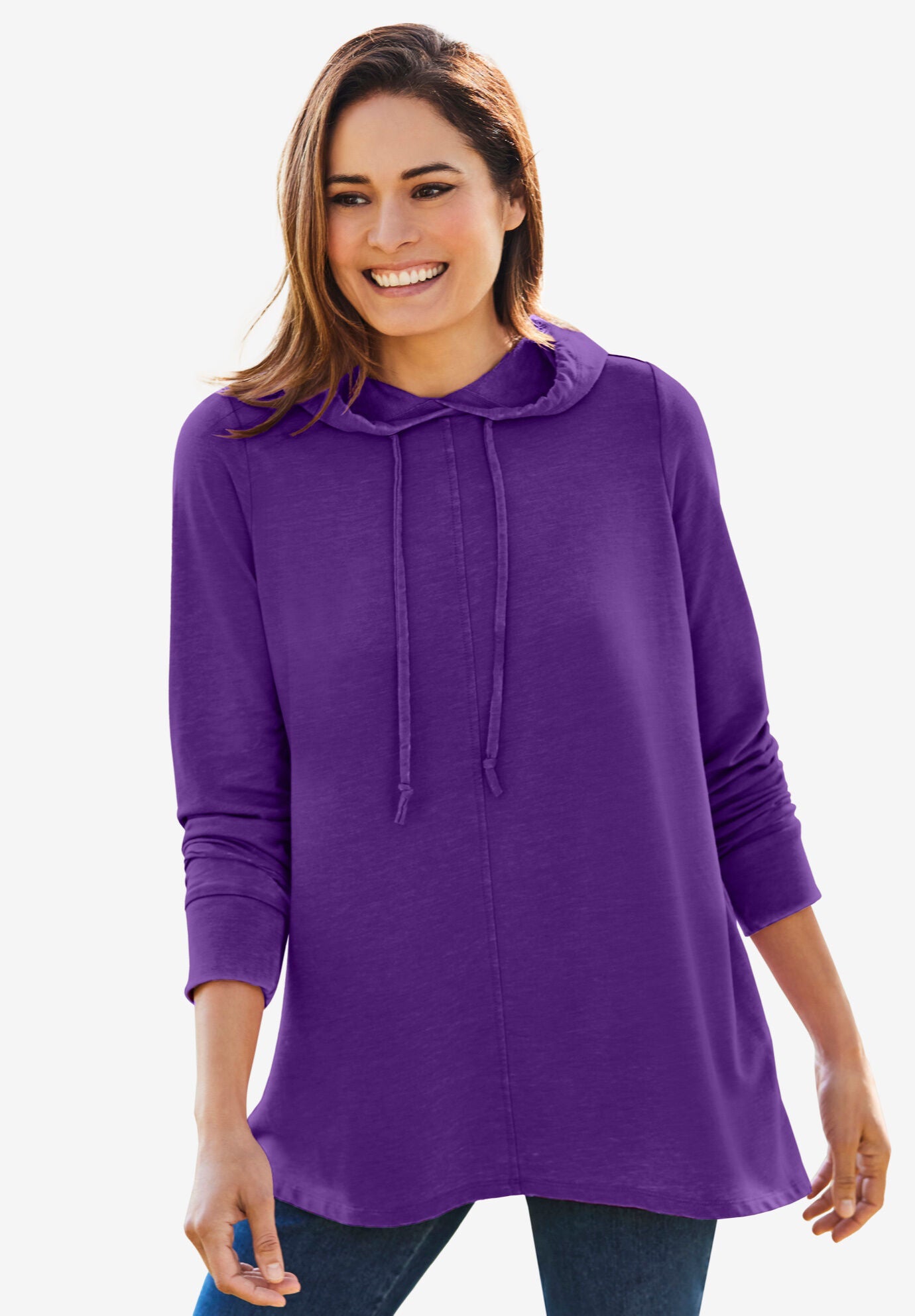 Pleat-Back Swing Hoodie Sweatshirt | OneStopPlus