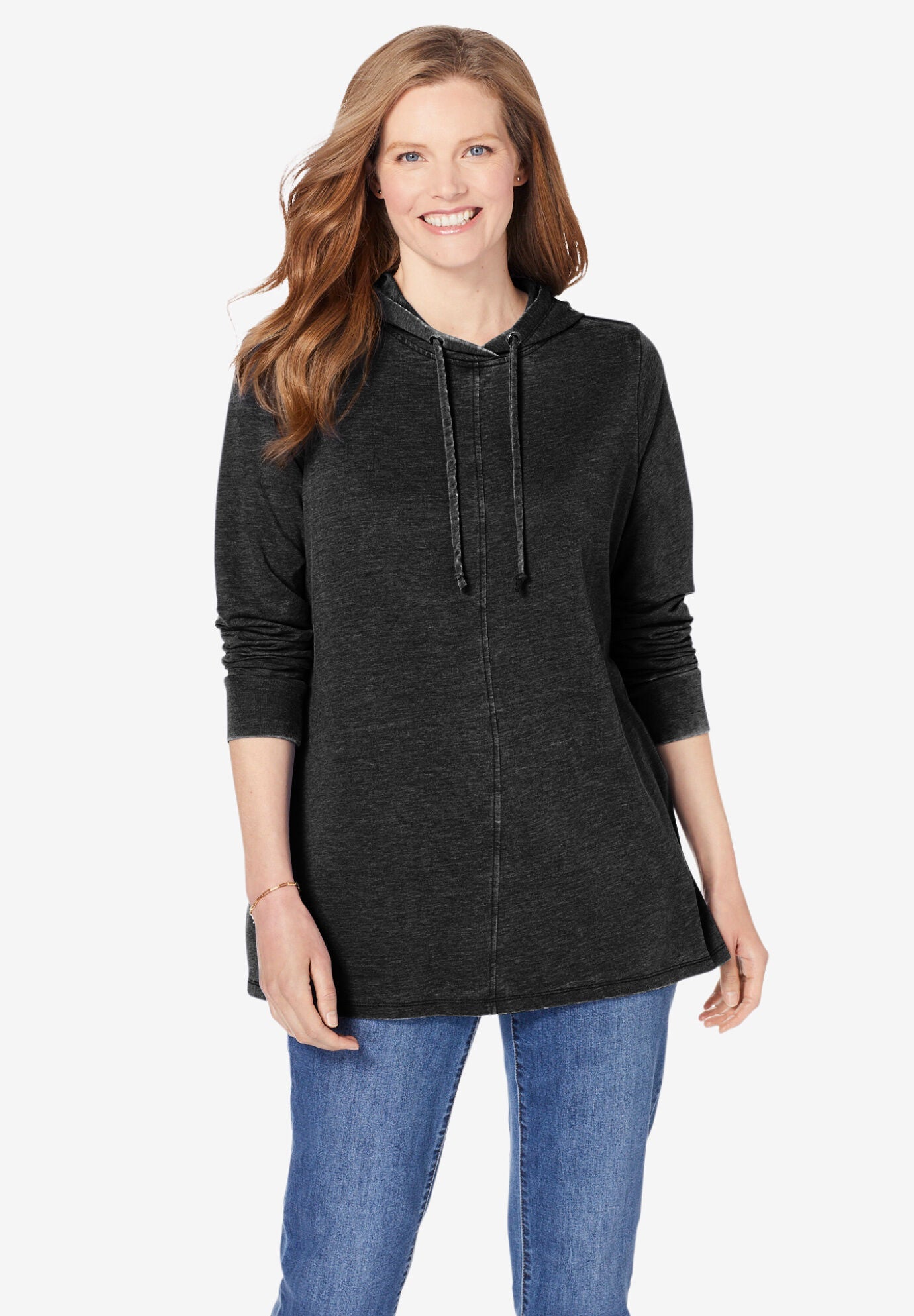 Pleat-Back Swing Hoodie Sweatshirt | OneStopPlus