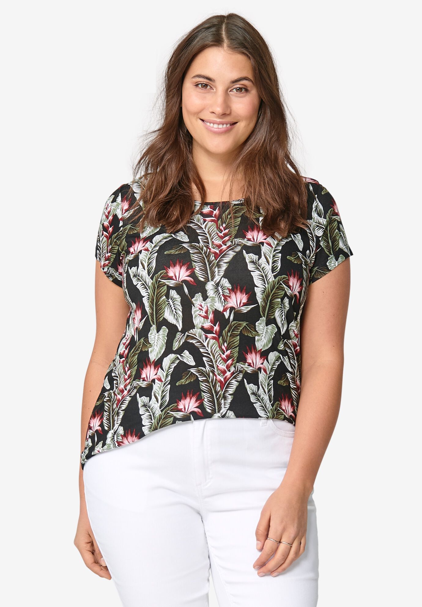 Printed cap sleeve tee | OneStopPlus