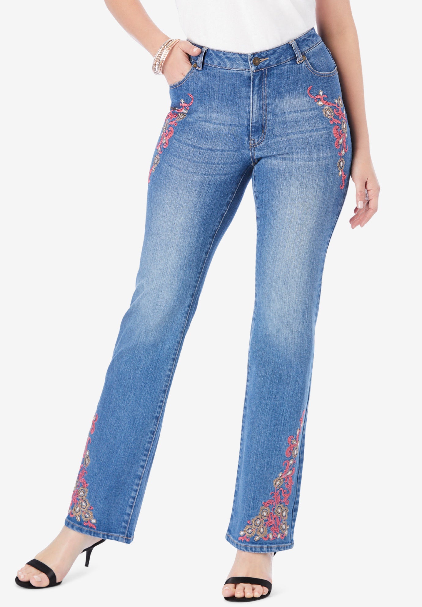 Embroidered Bootcut Jeans By Denim 24 7® Onestopplus
