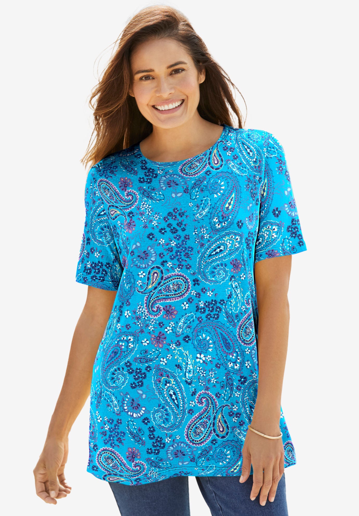 Perfect Printed Short-Sleeve Crewneck Tee | OneStopPlus