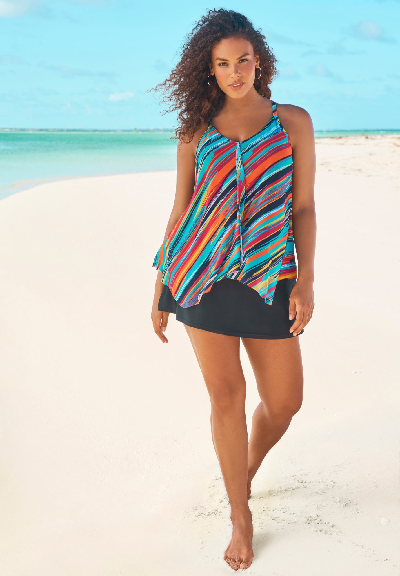 Longer-Length Mesh Tankini Top | OneStopPlus