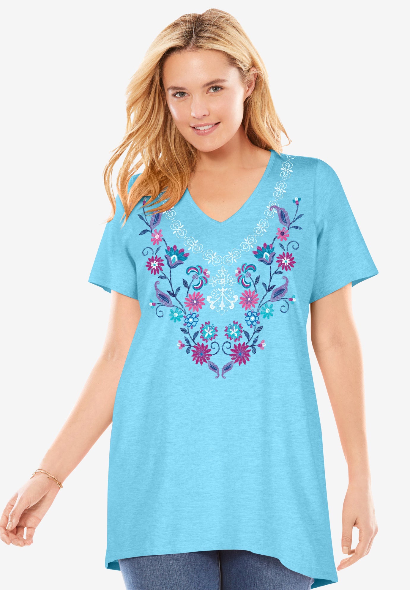 Embroidered V-Neck Tunic | OneStopPlus
