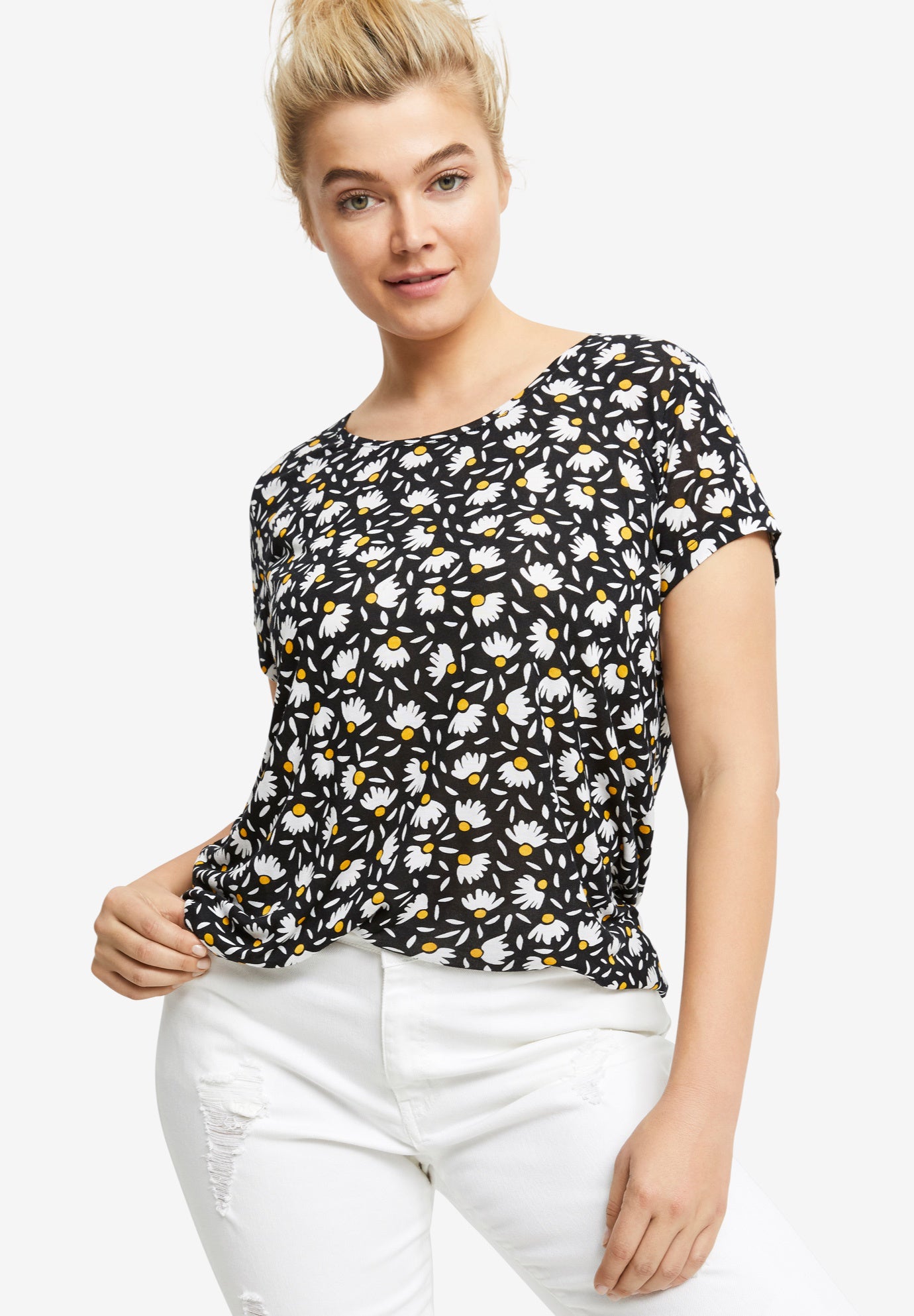 Printed cap sleeve tee | OneStopPlus